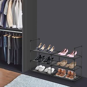 Abincee Shoe Rack Stackable Shoe Organizer Storage 12-16 Pairs Shoe Shelf for entryway Closet Hallway (3-Tier)