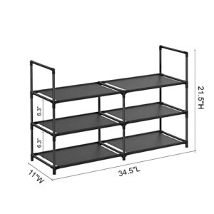 Abincee Shoe Rack Stackable Shoe Organizer Storage 12-16 Pairs Shoe Shelf for entryway Closet Hallway (3-Tier)