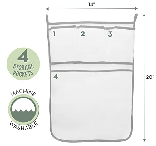 S&T INC. Baby Bath Toy Storage for Tub with Pockets, Kids Bath Toy Holder or Mesh Shower Caddy, Holds Kid Toys, Soaps, or Shampoos, 14 Inch by 20 Inch Net with Hooks Included, Grey, 1 Pack