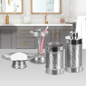 NuSteel HS-3456-SET4 Soap Dish Tooth Brush Holder Tumbler & Lotion Pump Hudson Set 4 Piece