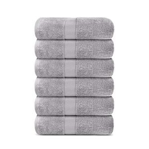 lavish touch hand towels | soft, highly absorbent | luxury, spa quality hand towels for bathroom, kitchen, hotel, gym | aerocore100% cotton hand towels600 gsm pack of 6 | steel