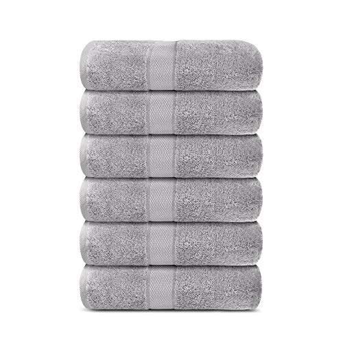 Lavish Touch Hand Towels | Soft, Highly Absorbent | Luxury, Spa Quality Hand Towels for Bathroom, Kitchen, Hotel, Gym | Aerocore100% Cotton Hand Towels600 GSM Pack of 6 | Steel