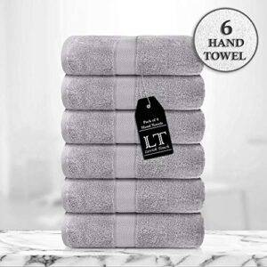 Lavish Touch Hand Towels | Soft, Highly Absorbent | Luxury, Spa Quality Hand Towels for Bathroom, Kitchen, Hotel, Gym | Aerocore100% Cotton Hand Towels600 GSM Pack of 6 | Steel