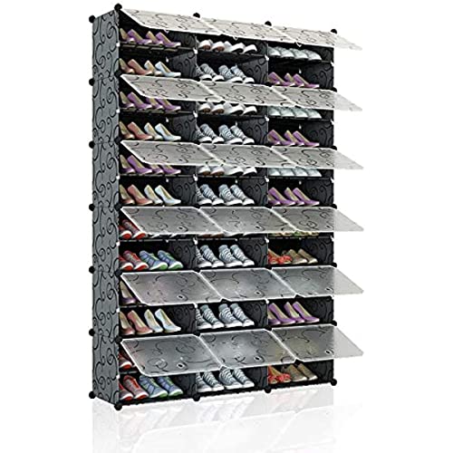 Stylish and Space-Saving Shoe Rack Organizer with Doors - Perfect for Organizing Your Shoes (72 Pairs), Easy to Assemble, Multi-Functional Shoe Storage Cabinet for Closet, Entryway, Garage, Stackable Design, Durable Metal Frame