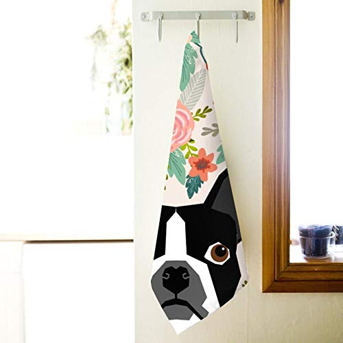 Dujiea Boston Terrier Dog Kitchen Dish Towel Soft Highly Absorbent Hand Towel Home Decorative Multipurpose for Bathroom Hotel Gym and Spa 15 X 27 Inches