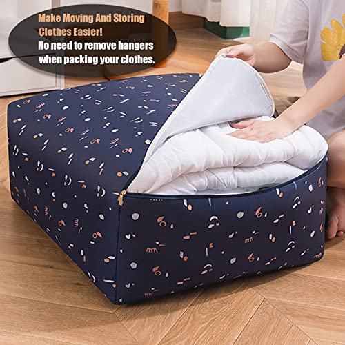 Heavy Duty Extra Large Storage Bags, Blue Moving Bags Totes with Zippers for Clothing Blanket Storage, Dorm College Supplies, Clothes Storage Bins, 2 Pack