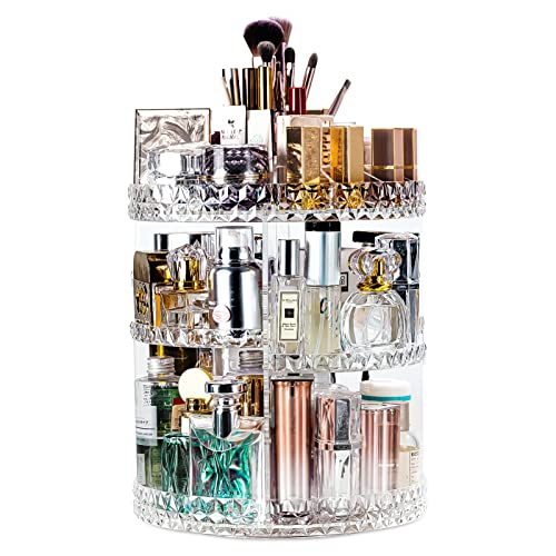 DreamGenius Makeup Organizer, 360 Degree Rotating Perfume Organizer, Adjustable Makeup organizers and storage with 8 Layers, Fits Makeup Brushes Lipsticks and Jewelry, Clear Acrylic