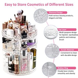 DreamGenius Makeup Organizer, 360 Degree Rotating Perfume Organizer, Adjustable Makeup organizers and storage with 8 Layers, Fits Makeup Brushes Lipsticks and Jewelry, Clear Acrylic