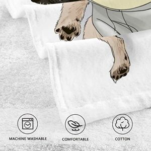 ALAZA Pug Dog in Back Carrier W/ Quote Hand Towels for Bathroom 1OO% Cotton 2 pcs Face Towel 16 x 28 inch, Absorbent Soft & Skin-Friendly