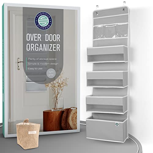 Phamous storage Over Door Organizer - Hanging Storage Organizer - ALL-IN-ONE Pantry Organizer - Bedroom Organization with 4x Pockets - Mounting Accessories & Mini Pocket