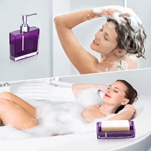 Yosoo 5 Piece Bathroom Accessory Set, Acrylic Gift Set Toothbrush Holder Cup Soap Dispenser Soap Dish Tumbler Straw Set Bathroom, Purple