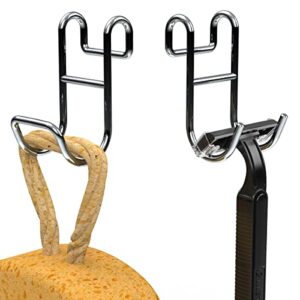 starich shower caddy shelf basket rack hooks stainless steel metal bathroom hangers hanging for loofah robe massage towel squeegee sponge shower brush body bath scrub washcloth luffa razor 2 pack