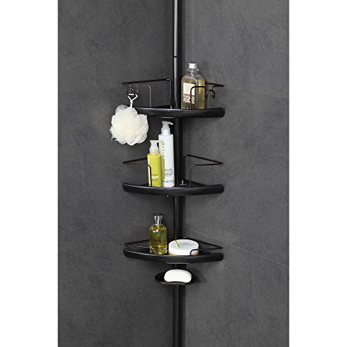 Home Zone 3-Tier Adjustable Bathroom Caddy | Shelf, Extension Pole, Oil-Rubbed Bronze Finish