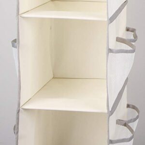 Astro 4-Shelf Hanging Closet Organizer with 8 Side Pockets, Collapsible Hanging Closet Shelves, Hanging Organizer for Closet, Ivory, 821-27