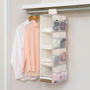 Astro 4-Shelf Hanging Closet Organizer with 8 Side Pockets, Collapsible Hanging Closet Shelves, Hanging Organizer for Closet, Ivory, 821-27