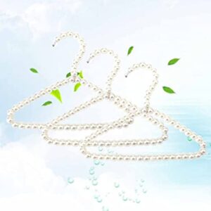 Ipetboom 3 Pcs Pearl Beads Clothes Hangers Pet Clothes Hangers Faux Pearl Baby Hangers Dog Costume Hangers Dress Coat Hangers Clothes Drying Rack for Kids Children Pet Dog White