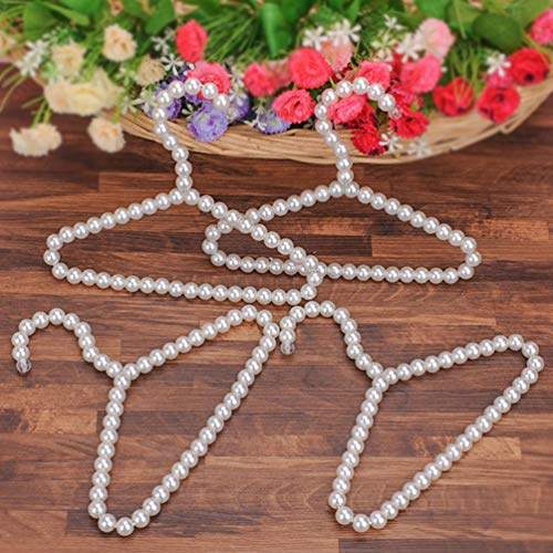 Ipetboom 3 Pcs Pearl Beads Clothes Hangers Pet Clothes Hangers Faux Pearl Baby Hangers Dog Costume Hangers Dress Coat Hangers Clothes Drying Rack for Kids Children Pet Dog White