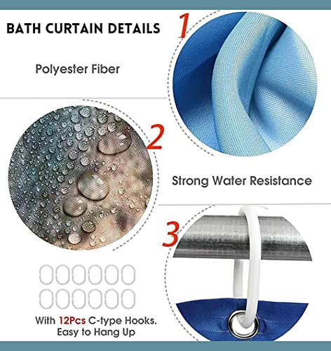 4 Piece Cool Anime Shower Curtain Set with Non-Slip Rug Toilet Lid Cover Bath Mat，Waterproof Shower Curtains Sets for Bathroom With12 Hooks 72x72 inches, 23