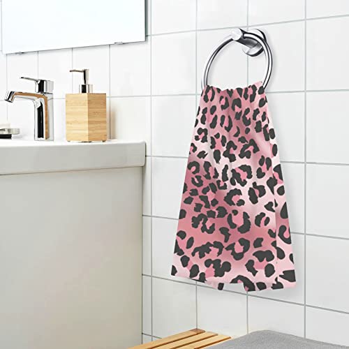 ALAZA Pink Leopard Print Cheetah Tie Dye Hand Towels for Bathroom 1OO% Cotton 2 pcs Face Towel 16 x 28 inch, Absorbent Soft & Skin-Friendly