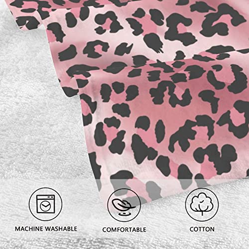 ALAZA Pink Leopard Print Cheetah Tie Dye Hand Towels for Bathroom 1OO% Cotton 2 pcs Face Towel 16 x 28 inch, Absorbent Soft & Skin-Friendly