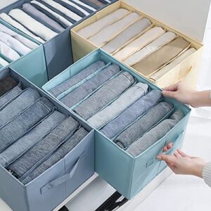 MAIYA TOWN Wardrobe Clothes Organizer for Folded Clothes with Handle, Jeans Sweater Organizer for Closet Drawer Organizers for Clothing Pants T-shirt Kids Clothes (7 Grids Blue), Grey (BAC12)