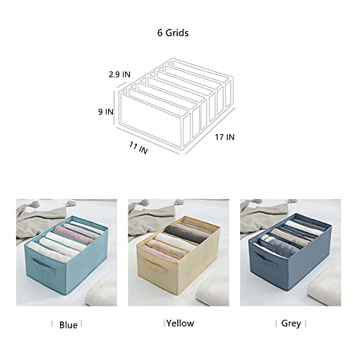 MAIYA TOWN Wardrobe Clothes Organizer for Folded Clothes with Handle, Jeans Sweater Organizer for Closet Drawer Organizers for Clothing Pants T-shirt Kids Clothes (7 Grids Blue), Grey (BAC12)