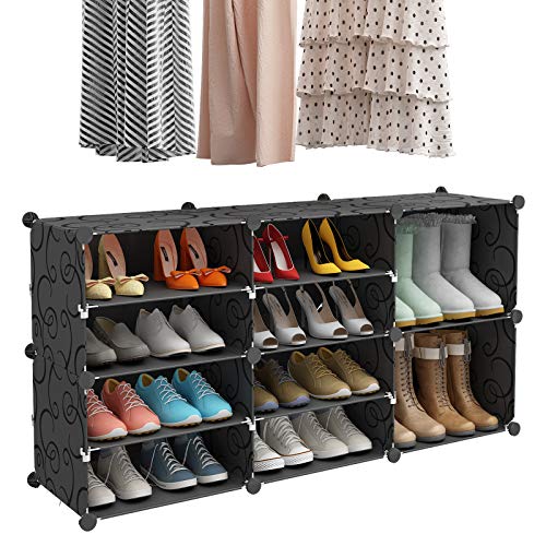 KOUSI Portable Shoe Rack for Closet Shoe Organizer Tower Shelf Shoe Storage Cabinet Stand Expandable for Heels, Boots, Slippers