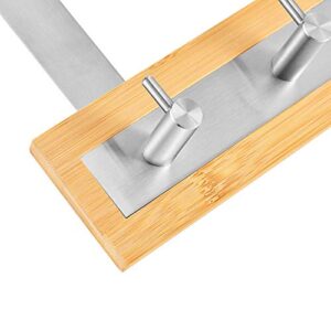 ToiletTree Products Bamboo Wood & Stainless Steel Over The Door Towel Rack, 5 Hooks