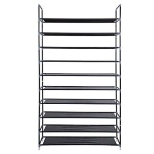 lapday 10 tiers shoe rack 50 pairs non-woven fabric shoe tower organizer cabinet, space saving shoe storage (black)