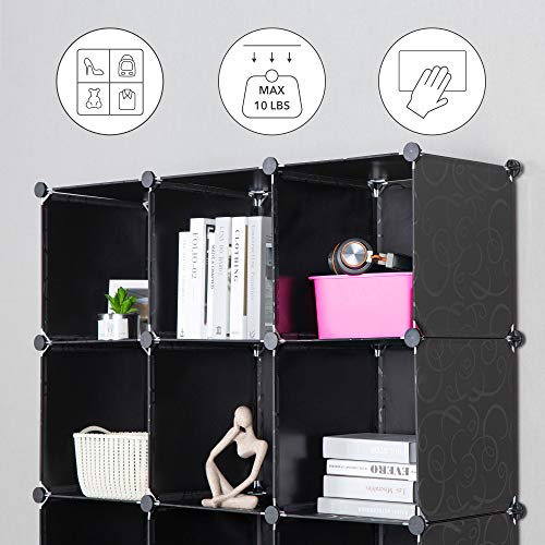 Work-It! Modular Wardrobe | Portable Clothes Closet and Dresser Garment Rack | Storage Organizer Bedroom Armoire Cubby Shelving Unit Multifunction Cabinet DIY Furniture, Black, 12 Cubes