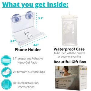 Acrylic Shower Phone Holder - Bathroom Phone Holder - Shower Cell Phone Holder (Transparent)