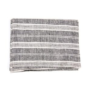 LinenMe 0101602 Towel Multistripe 26" x 53", Made in Europe, Bath Sheet, European Linen, Machine Washable, Super Absorbent, 26 x 51, Black/White