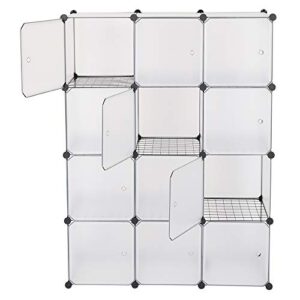 LikovSci Portable Cube Storage Organizer, Upgraded 12-Cube Closet Storage Shelves with Door, DIY Closet Cabinet, Multifunctional Bookshelf for Bedroom Living Room Office (43"x14"x56")