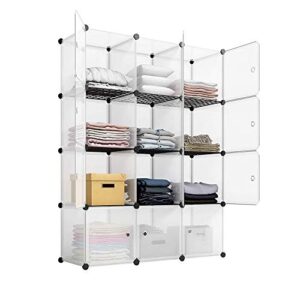 likovsci portable cube storage organizer, upgraded 12-cube closet storage shelves with door, diy closet cabinet, multifunctional bookshelf for bedroom living room office (43"x14"x56")