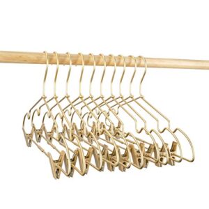 koobay 12.5" gold metal baby clothes clips hanger children kids coat hanger display and storage 10pack