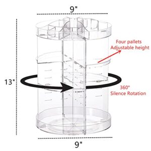 Cq acrylic 360 Degree Rotating Makeup Organizer for Bathroom,4 Tier Adjustable Spinning Cosmetic Storage Cases and Make Up Holder Display Cases,Clear