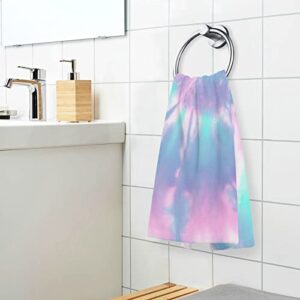 ALAZA Tie Dye Blue & Pink Spiral Hand Towels for Bathroom 1OO% Cotton 2 pcs Face Towel 16 x 28 inch, Absorbent Soft & Skin-Friendly