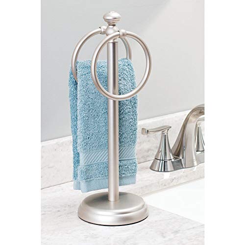 mDesign Metal Hand Towel Holder for Bathroom Vanities - Satin