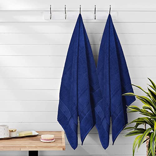 Belizzi Home Ultra Soft 6 Pack Cotton Towel Set, Contains 2 Bath Towels 28x55 inch, 2 Hand Towels 16x24 inch & 2 Wash Coths 12x12 inch, Ideal Everyday use, Compact & Lightweight - Navy Blue