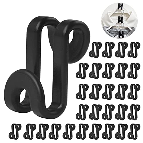 100Pcs Clothes Hanger Connector Hooks,Thicken Hanger Hooks Space Saver,Heavy Duty Space Saving for Closet and Clothes Closet Organizer(Black)