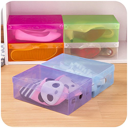 NszzJixo9 5 PC Shoe Storage Box,Clear Corrugated Plastic Shoe Boxes - Foldable Stackable Clear Plastic Drawer Case Organizer Box Holder Shoe Storage Ideal for Travel