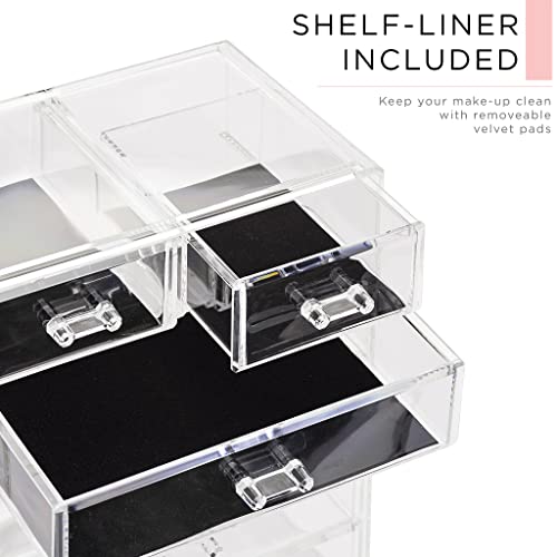 Sorbus Clear Cosmetic Makeup Organizer - Make Up & Jewelry Storage, Case & Display - Spacious Design - Great Holder for Dresser, Bathroom, Vanity & Countertop (4 Large, 2 Small Drawers)