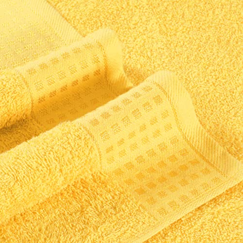 GLAMBURG 100% Cotton Ultra Soft 6 Pack Towel Set, Contains 2 Bath Towels 28x55 Inches, 2 Hand Towels 16x24 Inches & 2 Wash Coths 12x12 Inches, Compact Absorbent Lightweight & Quickdry - Lime Yellow