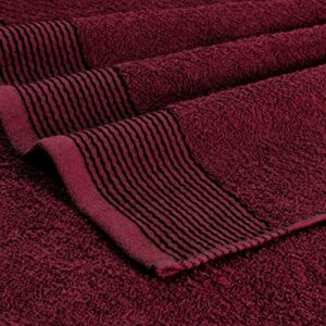 BELIZZI HOME 100% Cotton Ultra Soft 6 Pack Towel Set, Contains 2 Bath Towels 28x55 inchs, 2 Hand Towels 16x24 inchs & 2 Washcloths 12x12 inchs, Compact Lightweight & Highly Absorbant - Burgundy