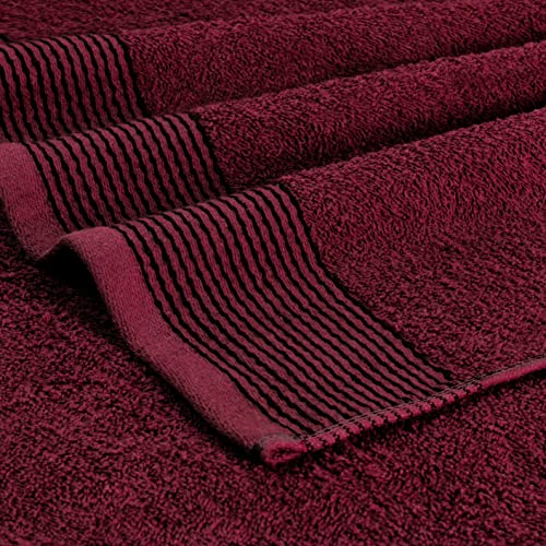 BELIZZI HOME 100% Cotton Ultra Soft 6 Pack Towel Set, Contains 2 Bath Towels 28x55 inchs, 2 Hand Towels 16x24 inchs & 2 Washcloths 12x12 inchs, Compact Lightweight & Highly Absorbant - Burgundy