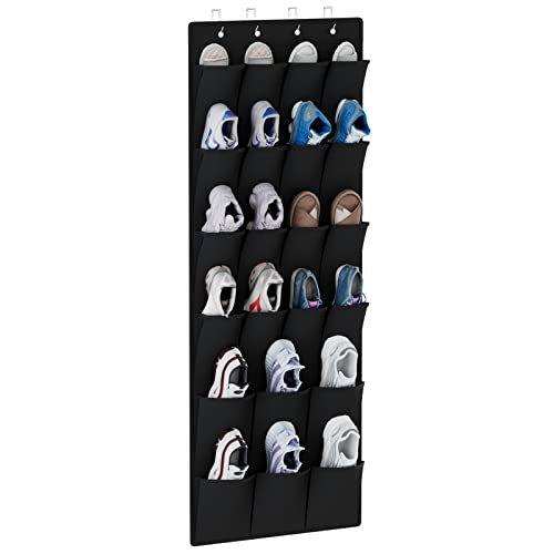 YOUDENOVA Over the Door Hanging Shoe Organizer - 22 Extra Large Fabric Pockets Shoe Storage Racks Holders Behind Closet Door with 4 Metal Hooks for Sneakers, High Heels, Slippers