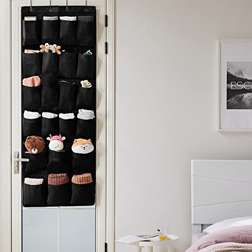 YOUDENOVA Over the Door Hanging Shoe Organizer - 22 Extra Large Fabric Pockets Shoe Storage Racks Holders Behind Closet Door with 4 Metal Hooks for Sneakers, High Heels, Slippers