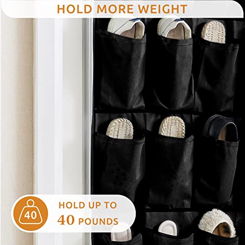 YOUDENOVA Over the Door Hanging Shoe Organizer - 22 Extra Large Fabric Pockets Shoe Storage Racks Holders Behind Closet Door with 4 Metal Hooks for Sneakers, High Heels, Slippers