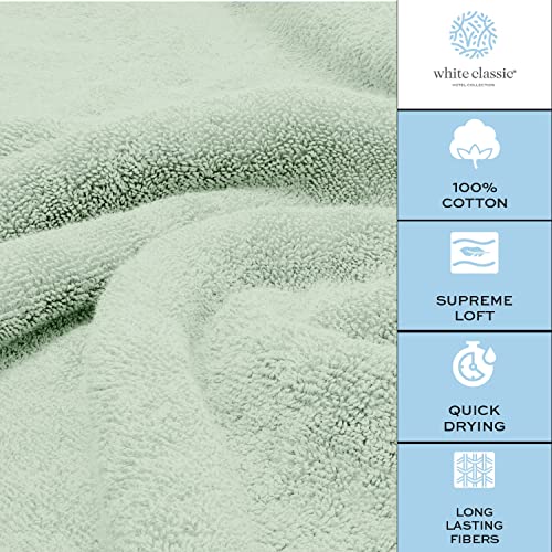 White Classic Luxury Green Bath Towel Set - Combed Cotton Hotel Quality Absorbent 8 Piece Towels | 2 Bath Towels | 2 Hand Towels | 4 Washcloths [Worth $72.95] 8 Pack | Green