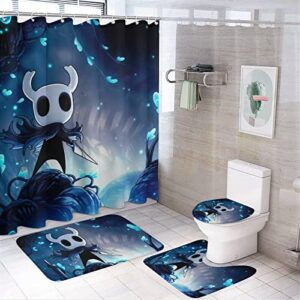 woodyotime hollow game knight shower curtain sets 4 piece bathroom set shower curtain non-slip rugs toilet lid cover bath mat bathroom decor